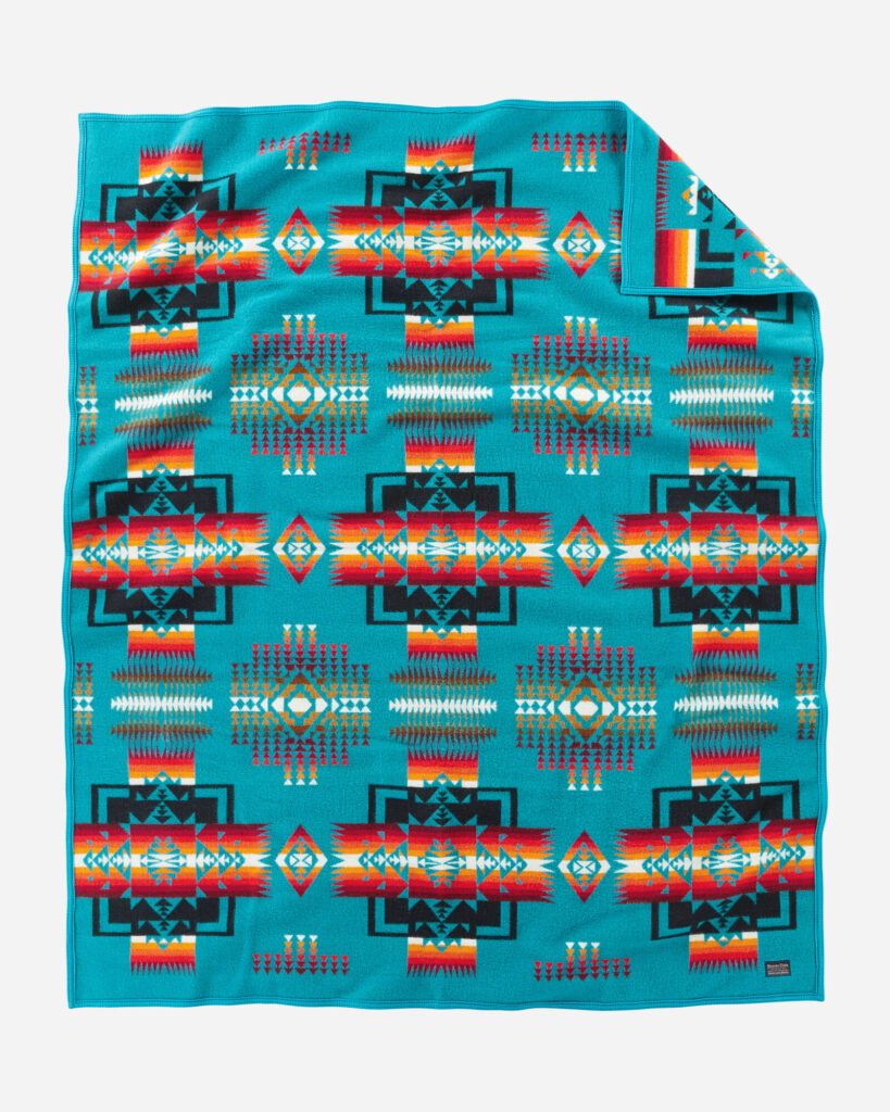 Chief Joseph Pattern Blanket Turquoise - Bolton Inc.